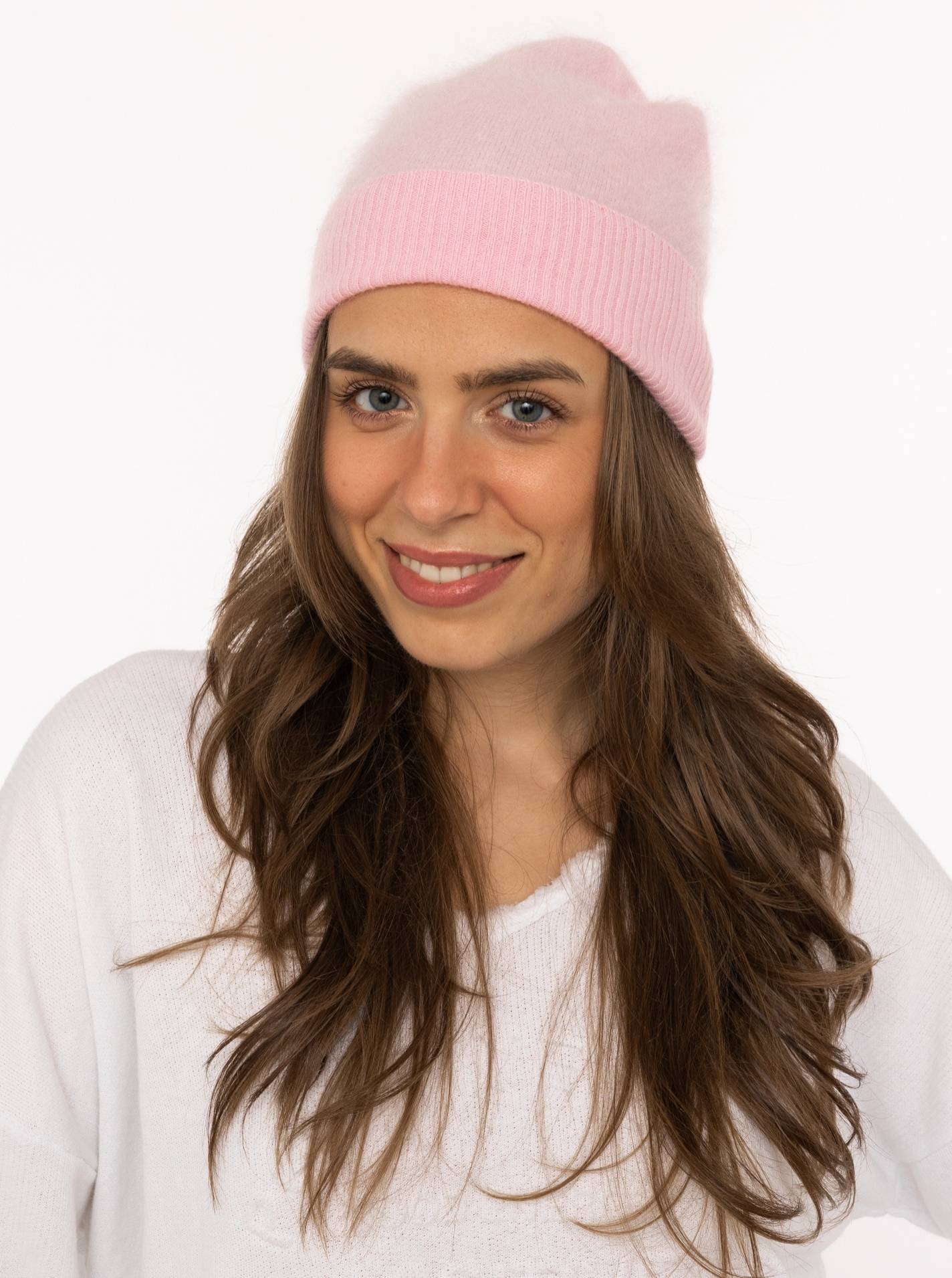 💕 Zwillingsherz Mütze Beanie "100 % gebürstetes Kaschmir" Rosé – Astrid ...