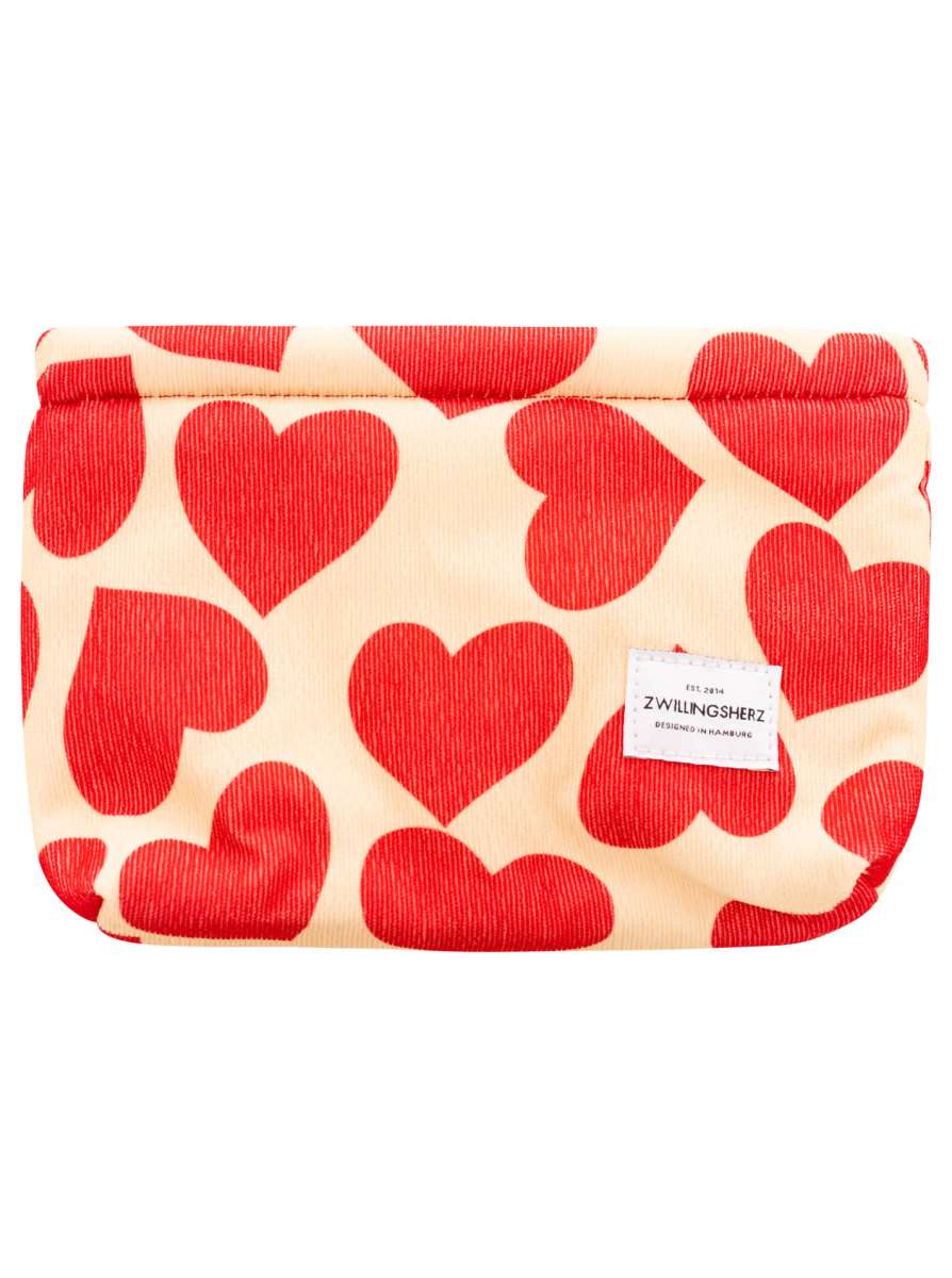 💕 Zwillingsherz Kosmetiktasche "Crazy Hearts" Pouch Rot – Astrid`s Boutique
